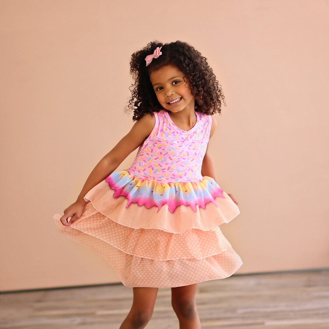 Flowered Girls Tutu Dress Layered Tulle Princess Outfit for Toddlers ...