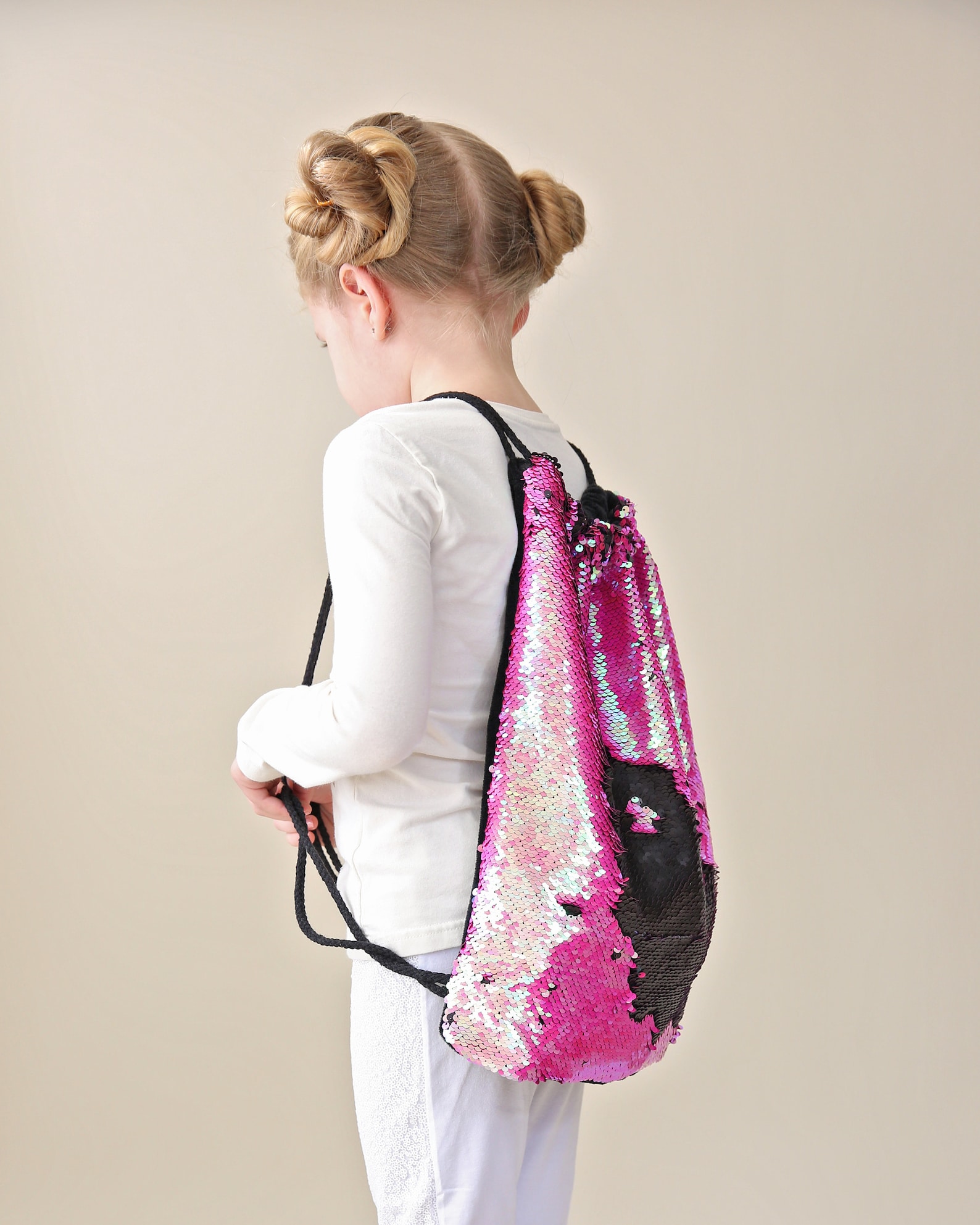 Hot Pink and Black Sequin Backpack - Sequin Backpack - Sequin Bag ...