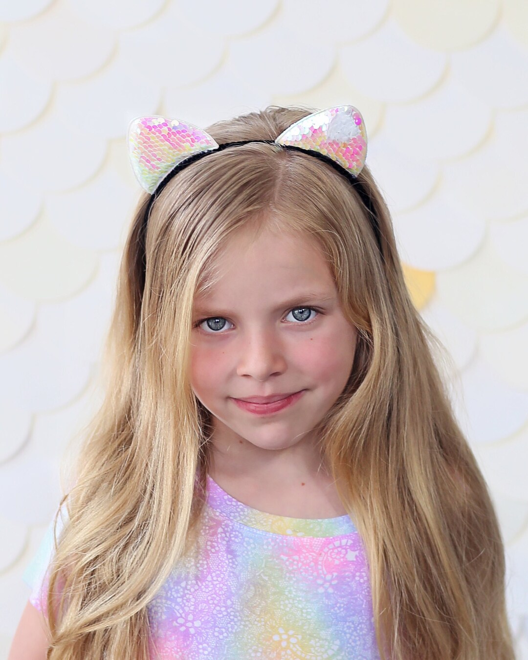 White Cat Ear Sequin Headband - Sequin Cat Headband - White Cat ...