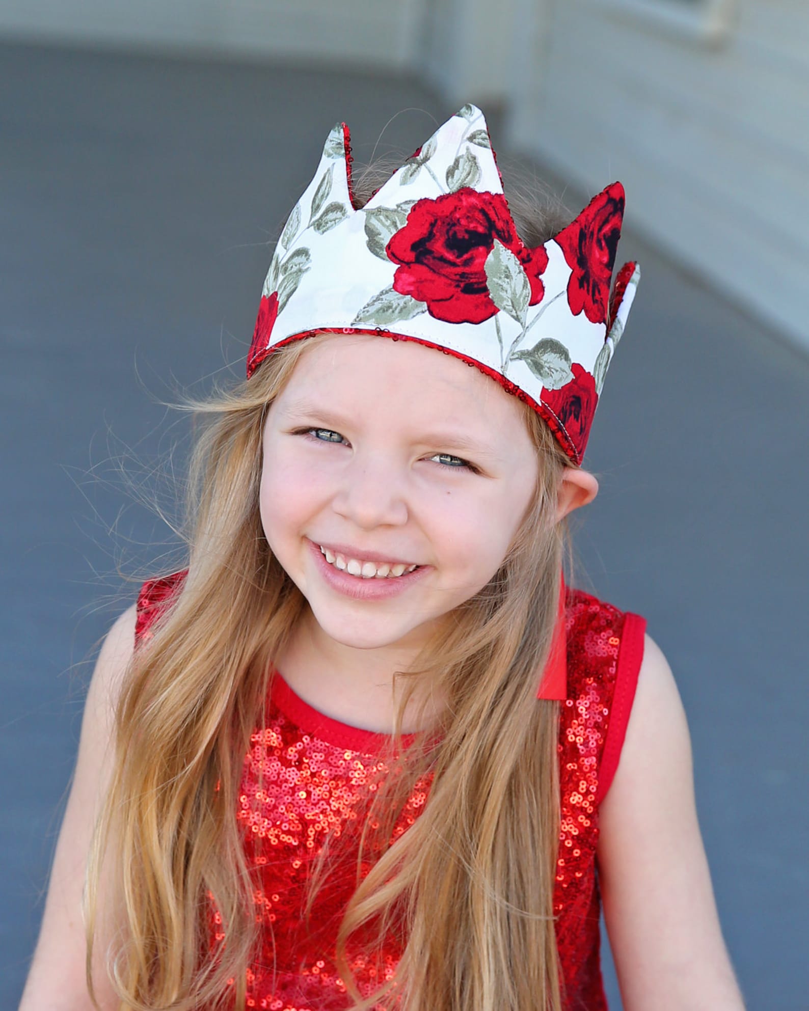 Red Roses Dress up Crown - Sequin Crown - Birthday Crown - Red Sequin ...