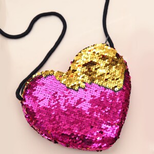 Heart Sequin Purse - Flip Sequin Heart Bag - Girls Heart Purse - Hot ...