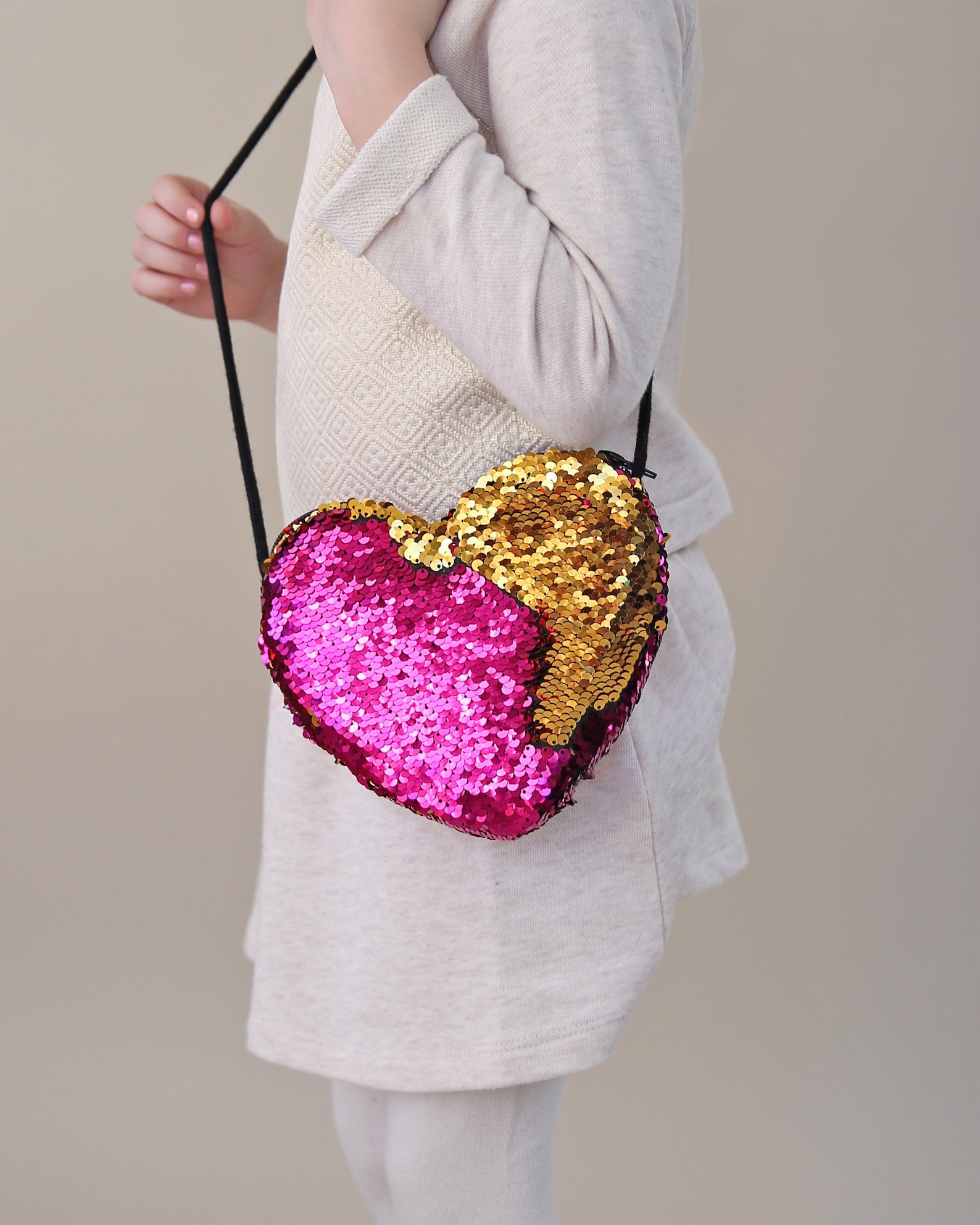 Heart Sequin Purse - Flip Sequin Heart Bag - Girls Heart Purse - Hot Pink and Gold Heart Bag - Etsy
