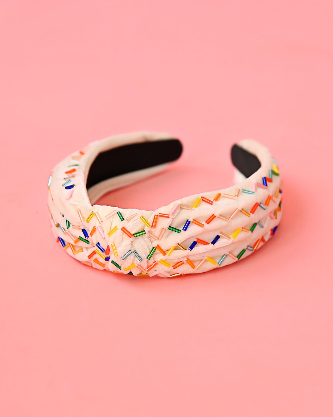 White and Rainbow Sprinkle Knotted Headband- Knotted Headband, Birthday ...
