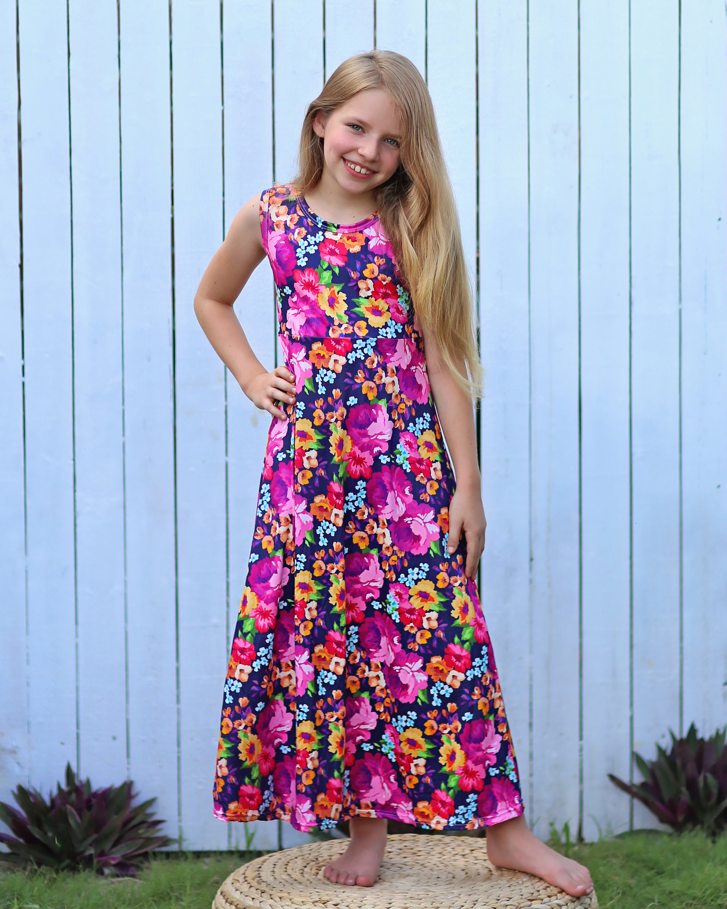 Girls Dresses Hot Pink Roses