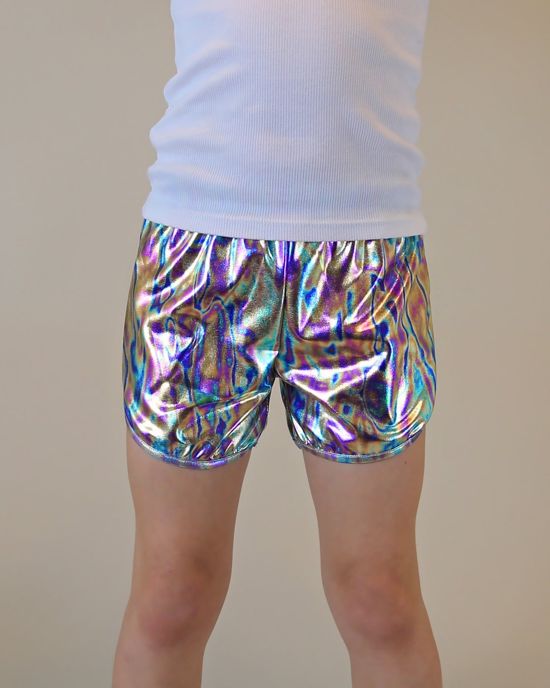 Girls Trendy Shorts, Birthday Shorts Gift, Rainbow Trendy Kids Metallic ...