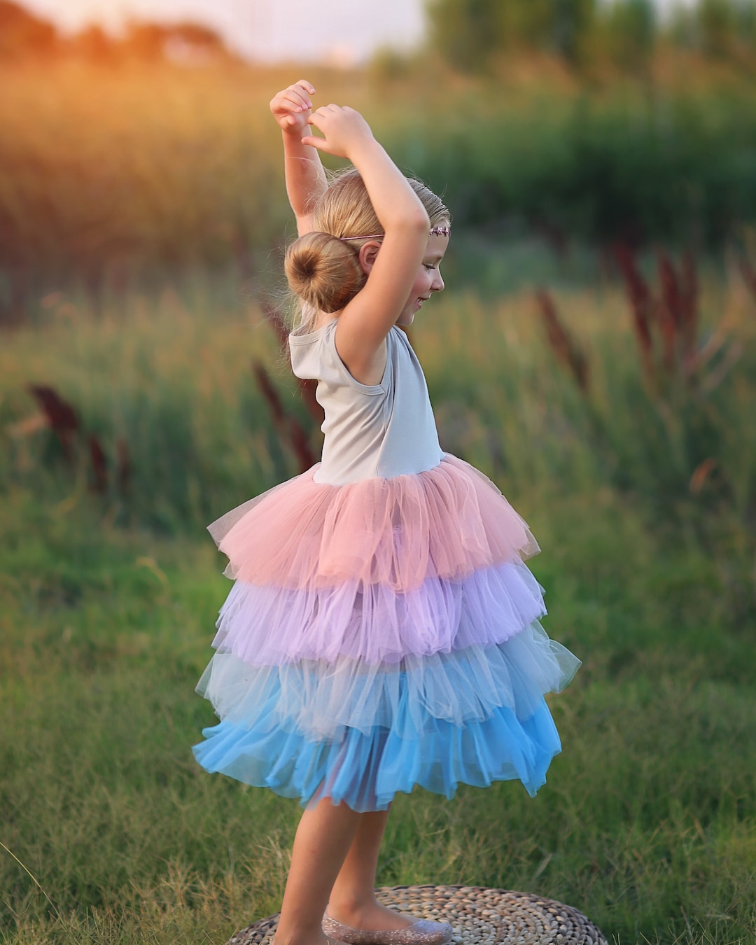 Flowered Girls Tutu Dress Layered Tulle Princess Outfit for Toddlers ...