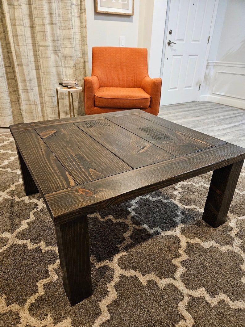 Rustic Square Brown Wooden Coffee Table - Etsy