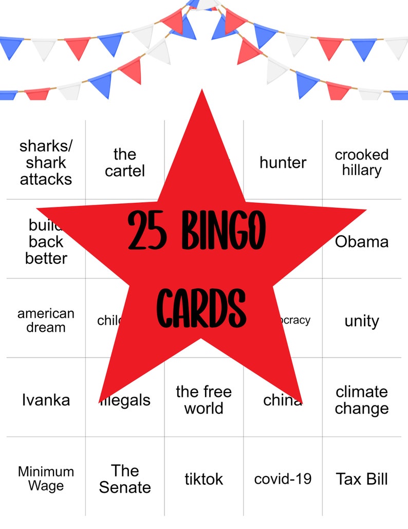 2024 Presidential Debate Printable BINGO Pack of 25 Drinking Game ...