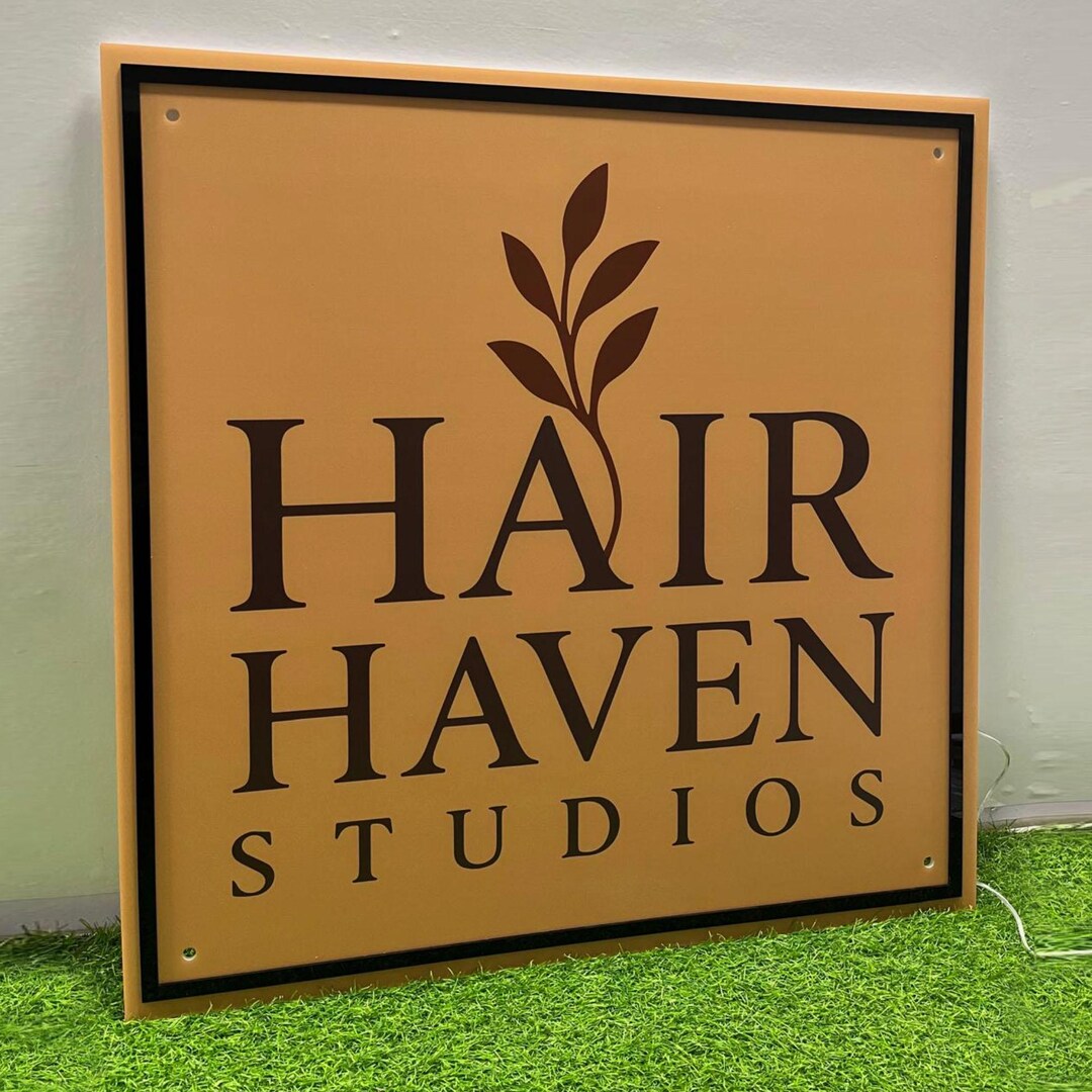 Square 3D Backlit Business Sign Wall | Custom LED Logo Sign | Backlit ...