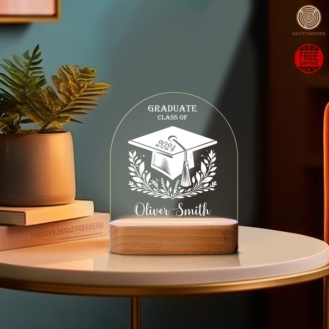 Personalized Graduation Plaque: Acrylic LED Desk Sign - Etsy