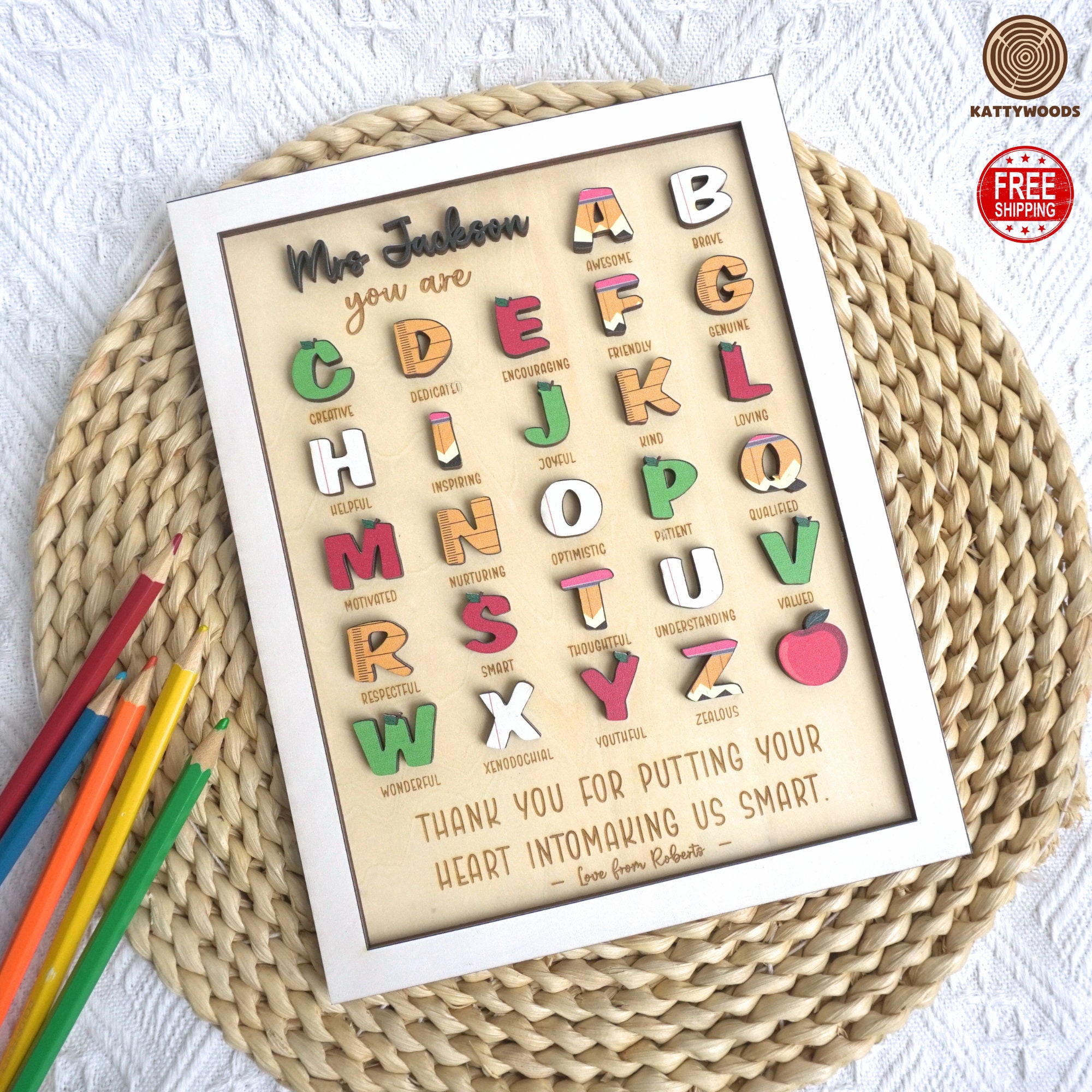 Personalized Teacher Appreciation ABC Sign: End of Year Gift - Etsy