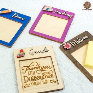 Custom Teacher Sticky Note Holder, End of Year Teacher Gift, Teacher ...