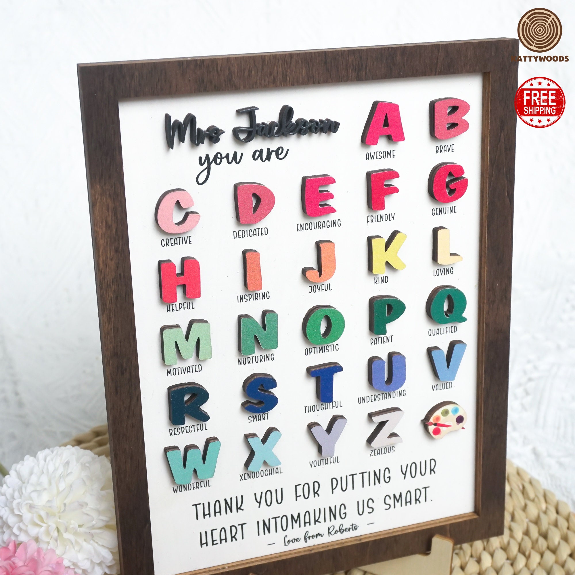 Personalized Teacher ABC Sign: Custom Appreciation Gift - Etsy