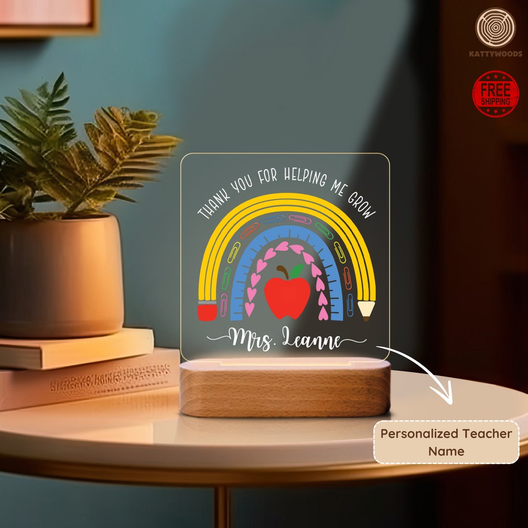 Personalized Teacher Desk Sign: LED Lamp, Custom Classroom Decor - Etsy