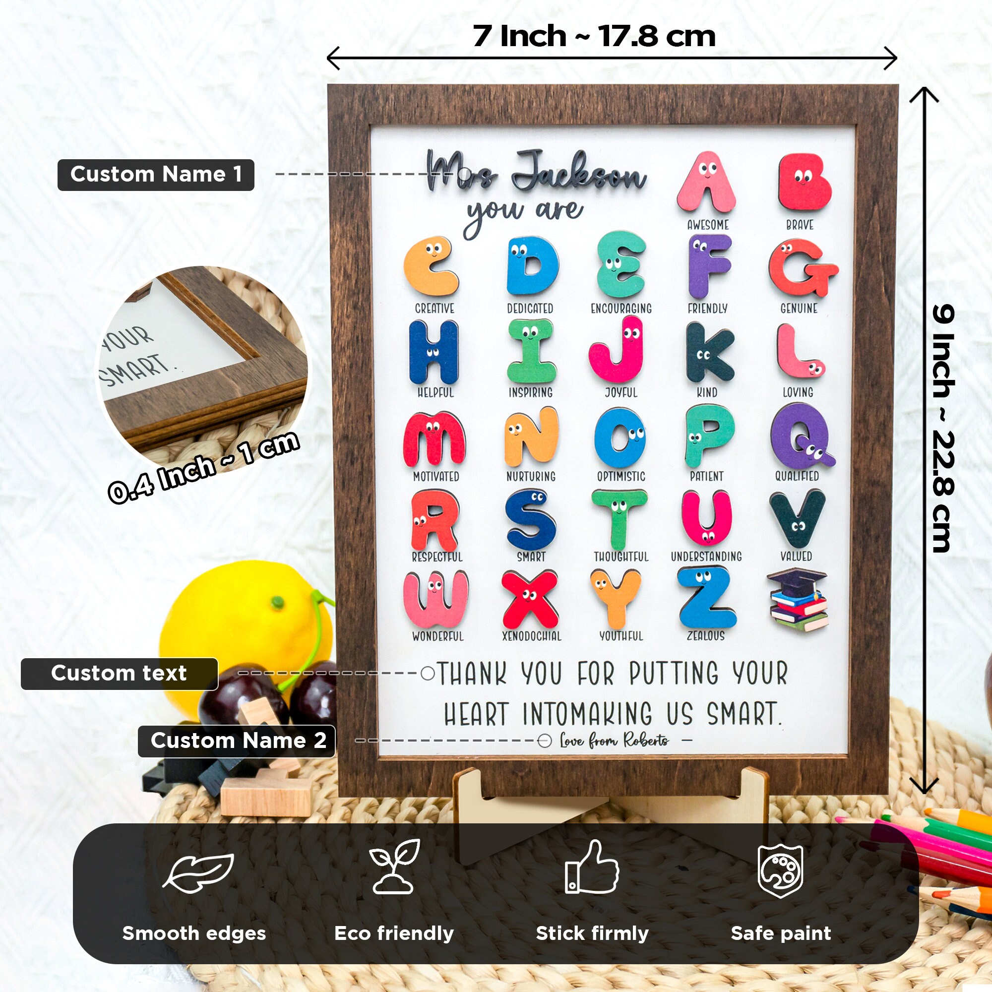 Teacher Appreciation Gift, Personalized Alphabet Teacher Sign, ABC ...