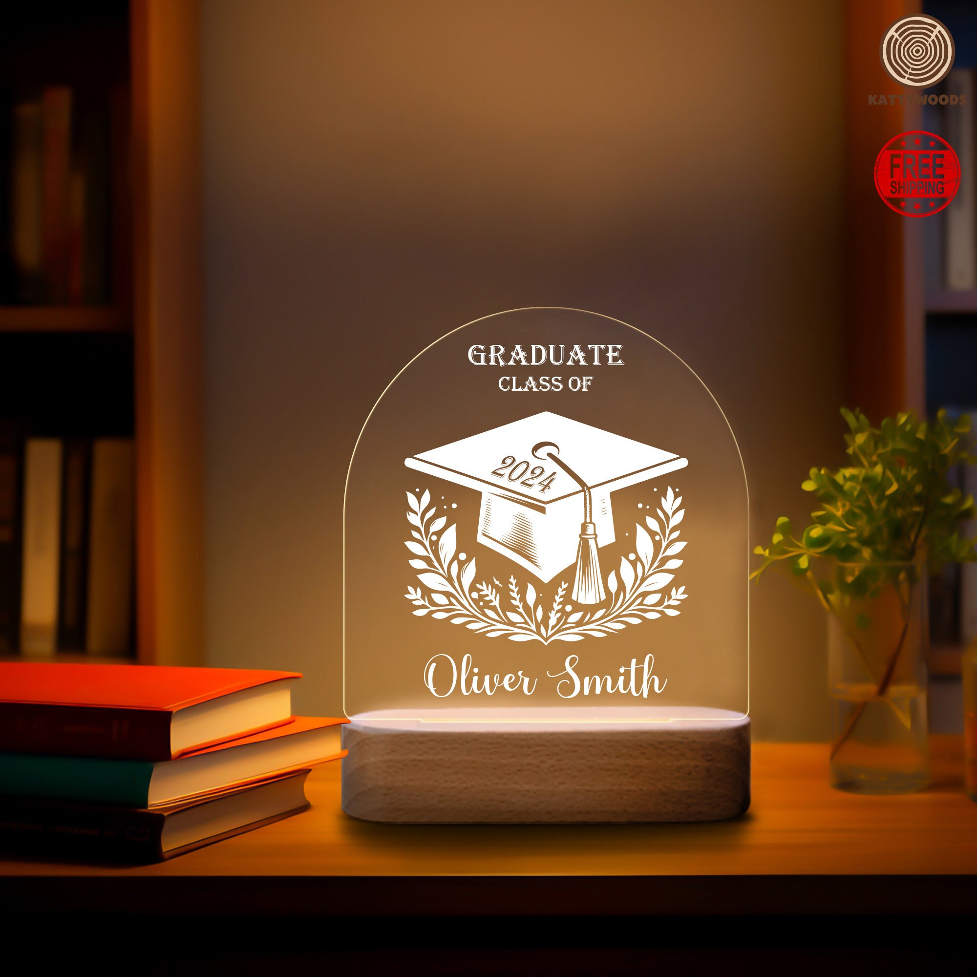 Personalized Graduation Plaque: Acrylic LED Desk Sign - Etsy