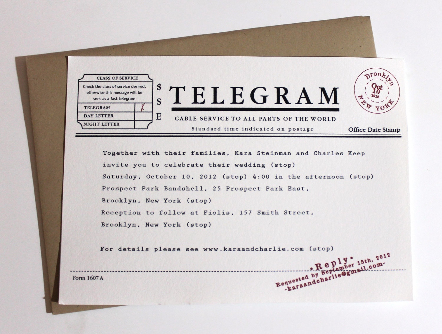 Telegram Wedding Invitations - Sample - Etsy