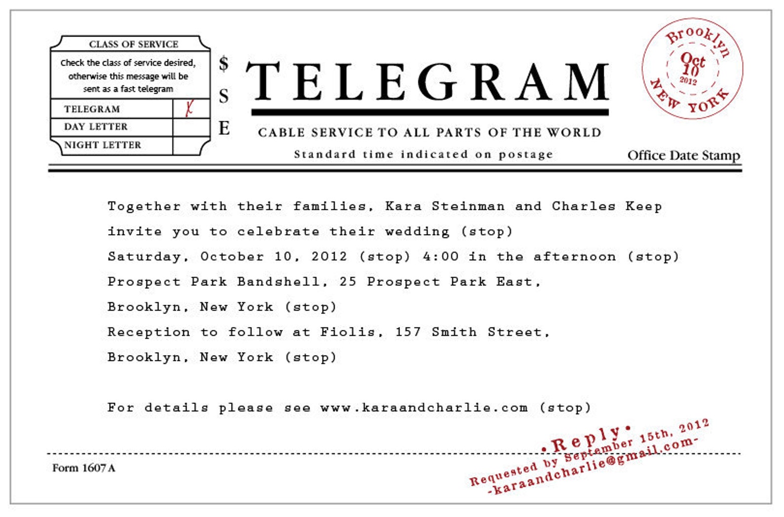 Telegram Wedding Invitations - Sample - Etsy