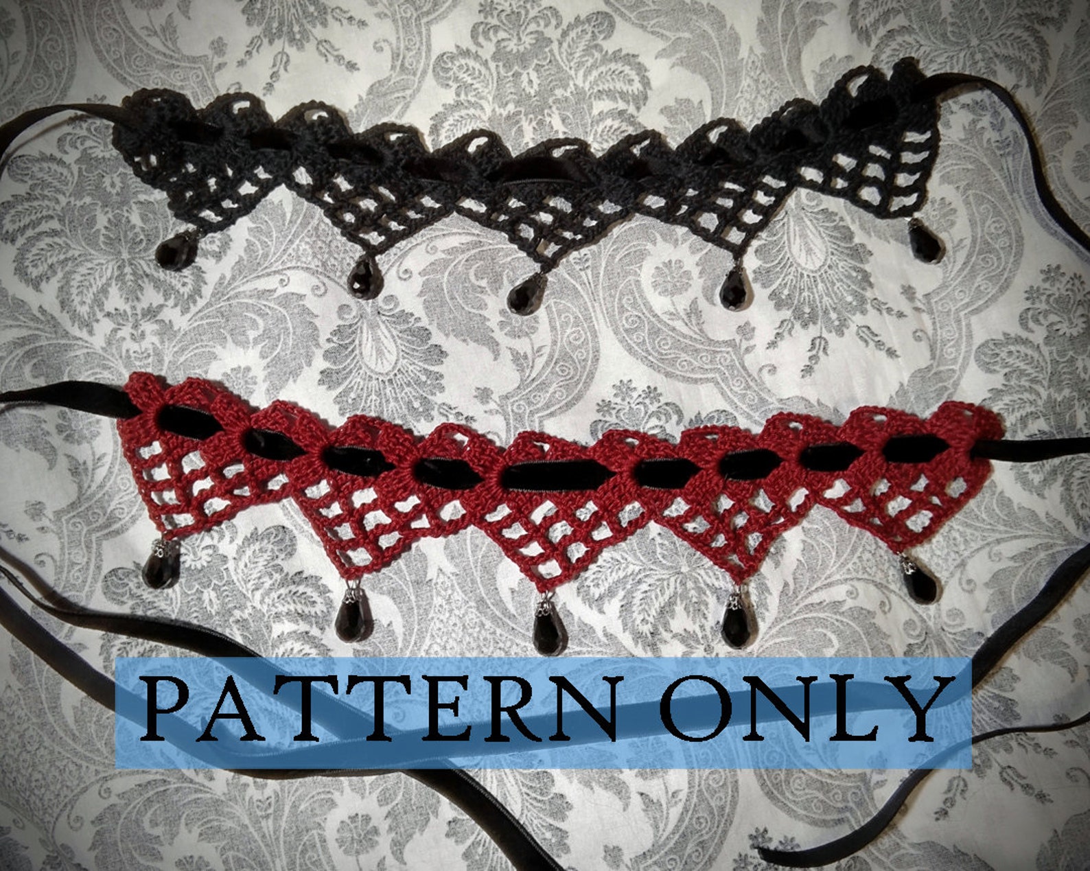 CROCHET CHOKER PATTERN, Victorian Pointed Choker Crochet Pattern ...