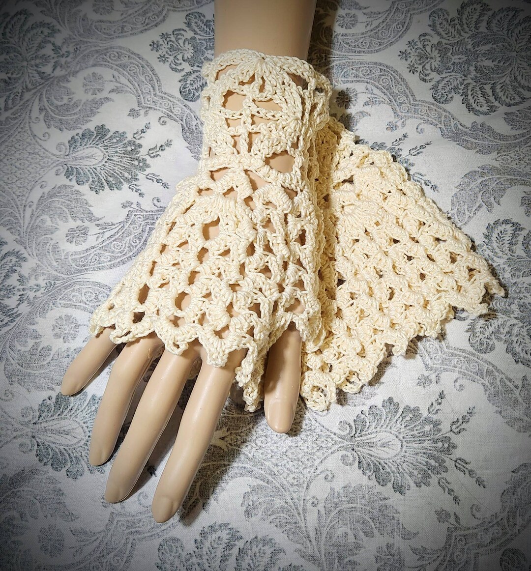 Victorian Tea Gloves,steampunk Tea Gloves, Cream Lace Fingerless Gloves ...