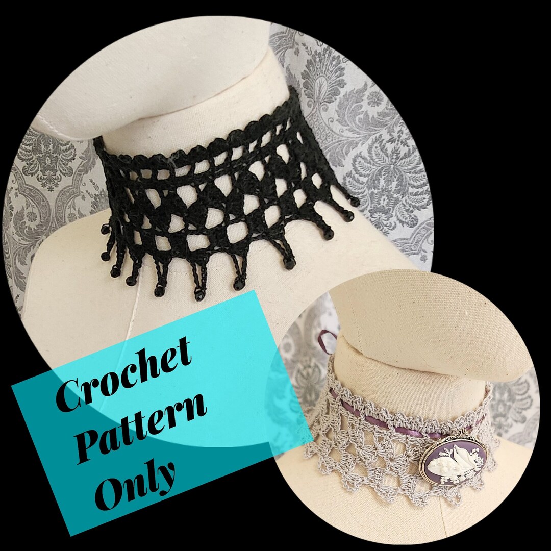 GOTHIC CROCHET PATTERN, Beaded Choker Pattern, Lace Choker Pattern ...