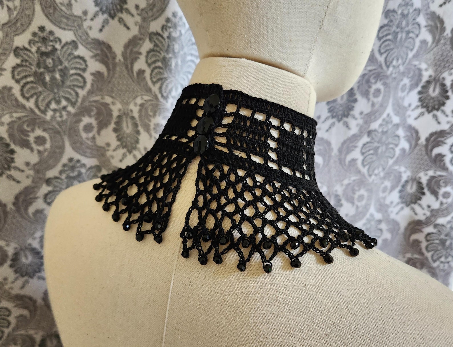 CROCHET PATTERN VICTORIAN Gothic, Beaded Choker Pattern, Flower Pattern ...