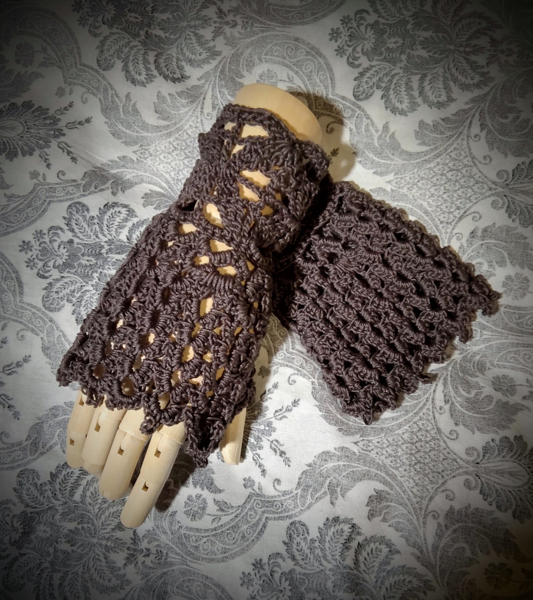 Victorian Gothic Tea Gloves,steampunk Tea Gloves, Grey Lace Crochet ...