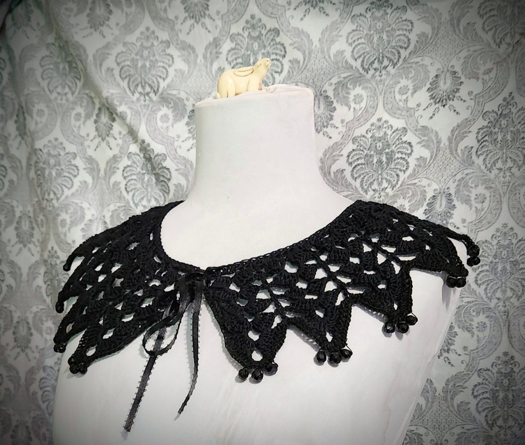 Black Victorian Lace Collar, Peter Pan Collar,gothic Collar, Steampunk ...