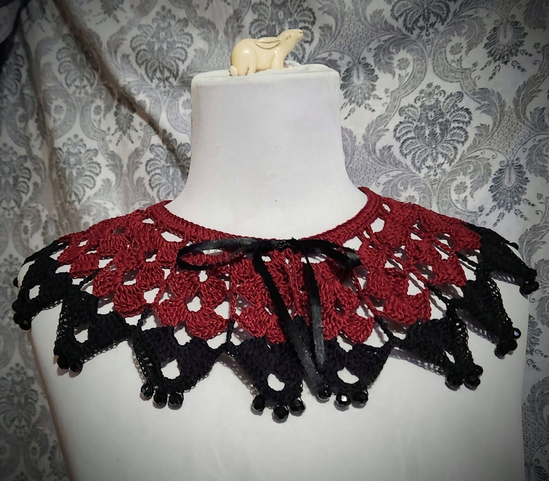 Black Victorian Lace Collar, Peter Pan Collar,gothic Collar, Steampunk ...