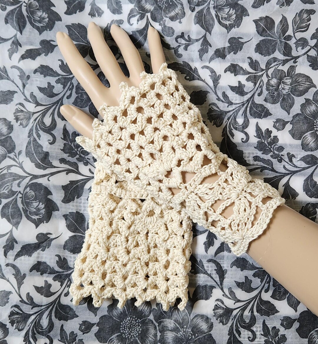 Victorian Tea Gloves,steampunk Tea Gloves, Cream Lace Fingerless Gloves ...