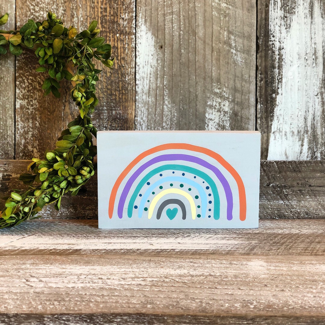 Painted Rainbow Wood Sign: Scandinavian Nursery Decor (4x6) - Etsy