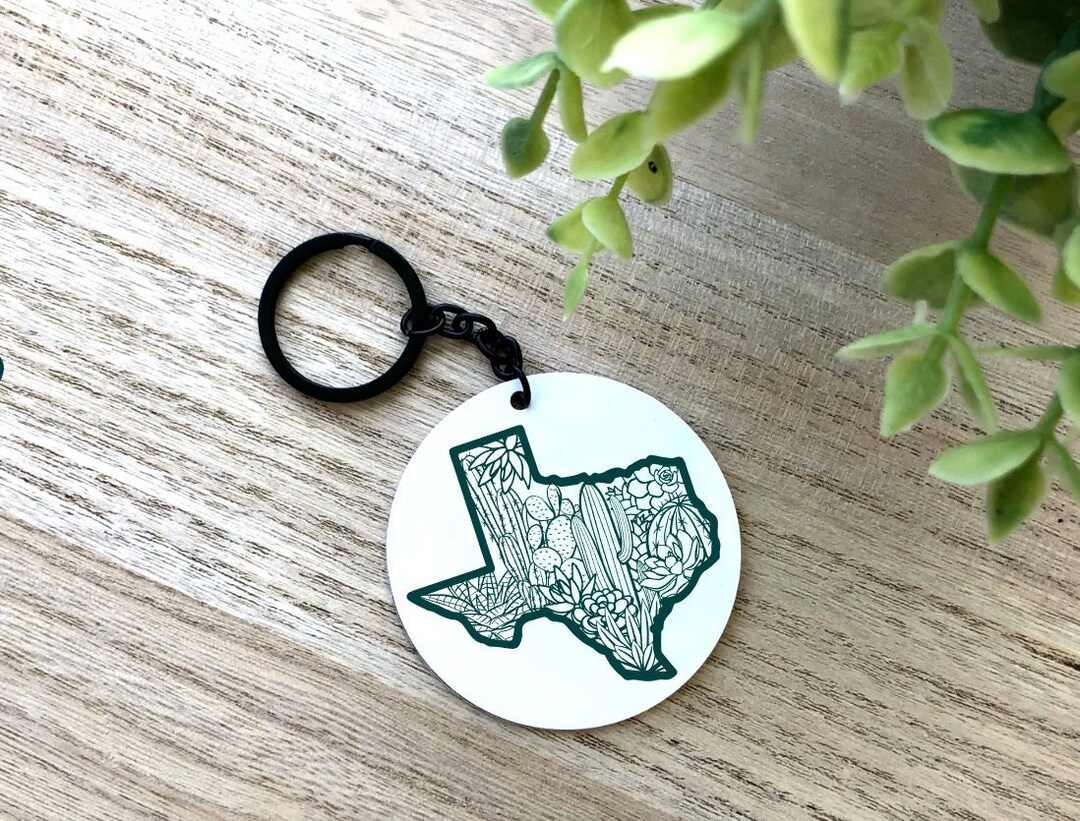 Texas Line Art Aluminum Keychain, Texas HOME Gift, Gift for Texan ...