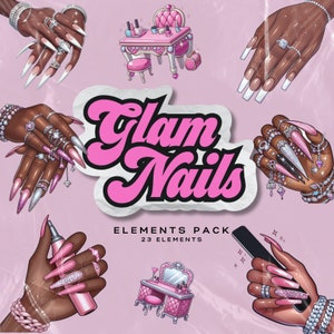 Glam Nail Art Elements - Clip Art, Graphic Pack, Nail Tech Clip Art ...