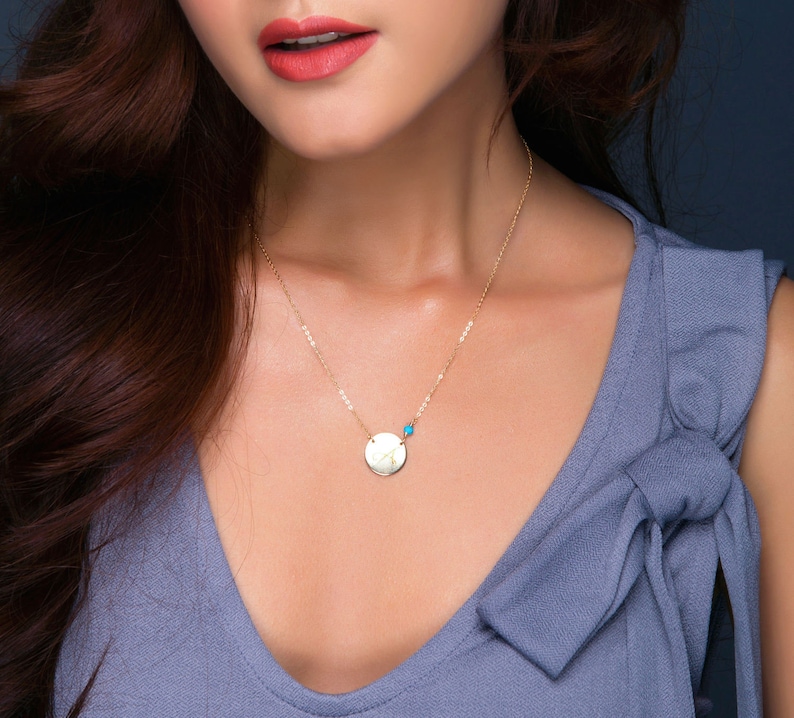 Personalized Large Initial Disc Necklace / Birthstone Large - Etsy
