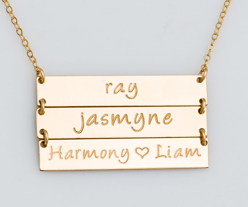 Multiple Name Necklace Personalized 1 2 3 4 Horizontal Name | Etsy