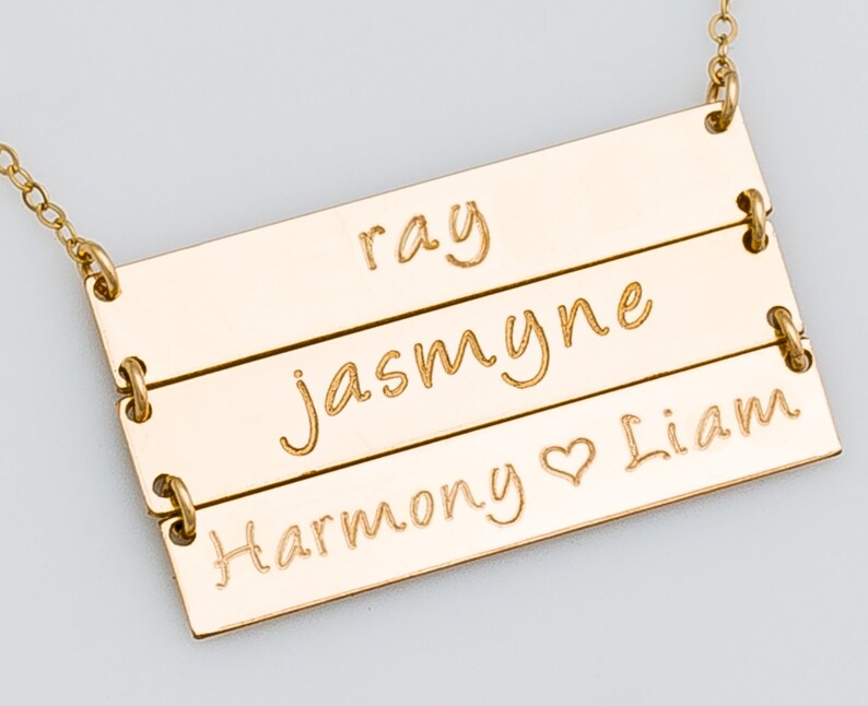 Multiple Name Necklace Personalized 1 2 3 4 Horizontal Name | Etsy