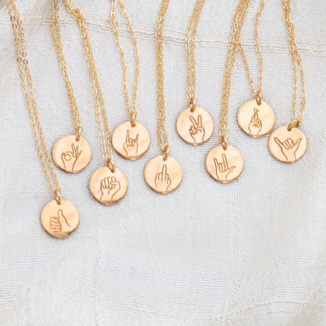 Hand Gesture Pendant Necklace, Hand Sign Necklace, Pinky Promise ...