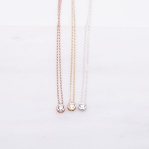 Dainty Tiny Cubic Zirconia Necklace, CZ Diamond Necklace / Simple ...
