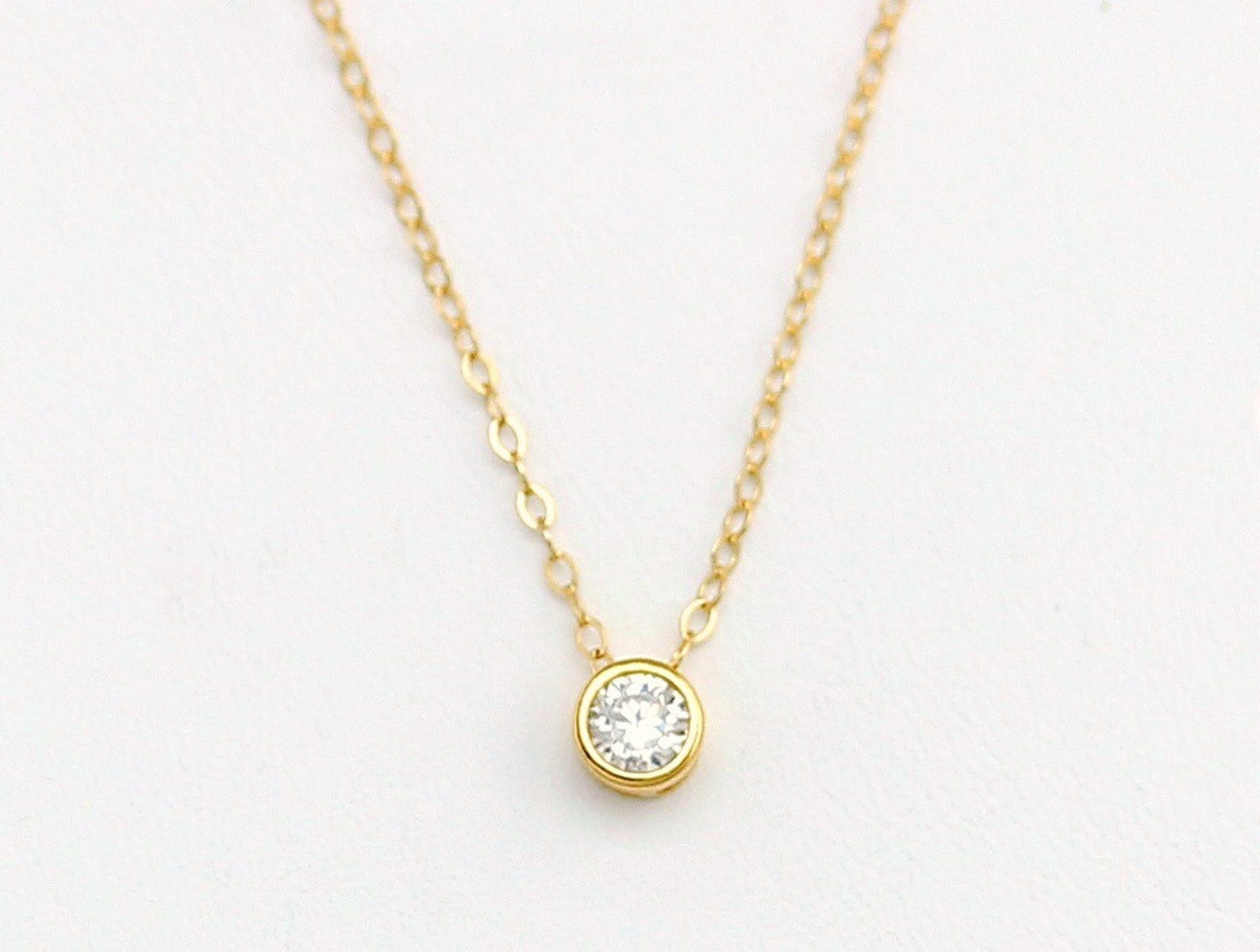 Dainty Tiny Cubic Zirconia Necklace CZ Diamond Necklace / - Etsy