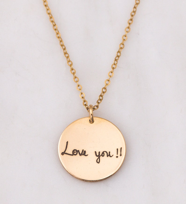 Actual Signature Necklace Handwriting Circle Jewelry | Etsy