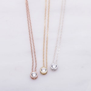 Dainty Tiny Cubic Zirconia Necklace, CZ Diamond Necklace / Simple ...