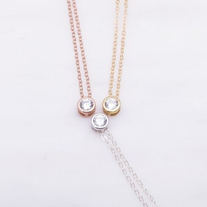 Dainty Tiny Cubic Zirconia Necklace, CZ Diamond Necklace / Simple ...