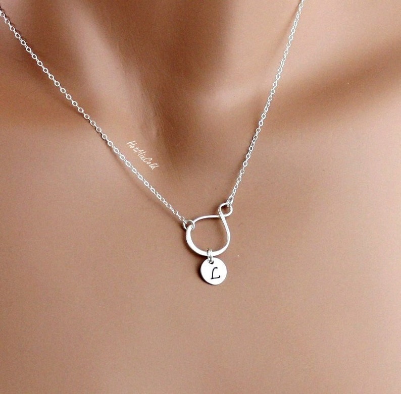 Infinity Pendant Initial Necklace / Infinity Jewelry, Friendship ...