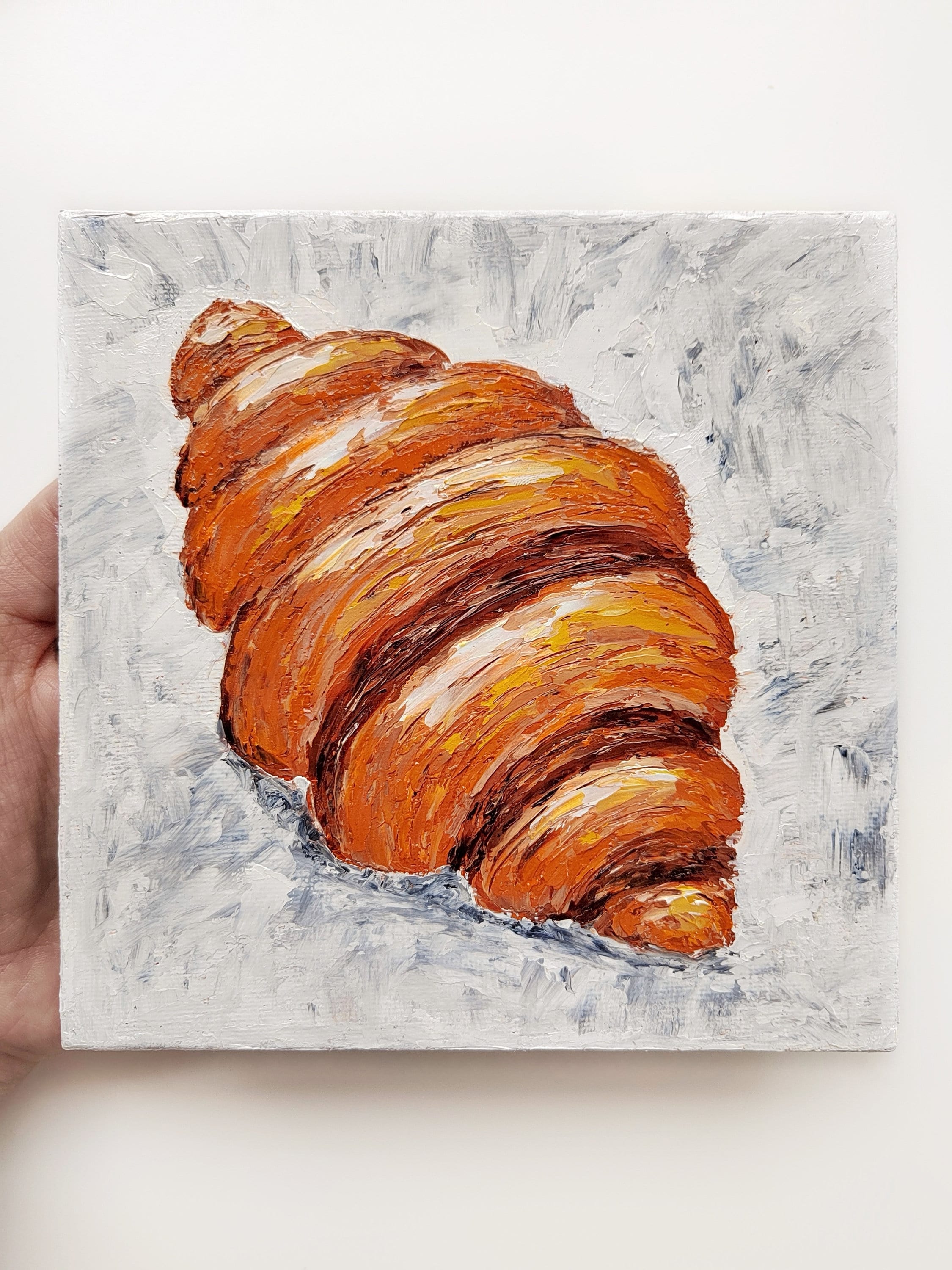Original Croissant Oil Painting Food Art for Kitchen or Dining Room - Etsy