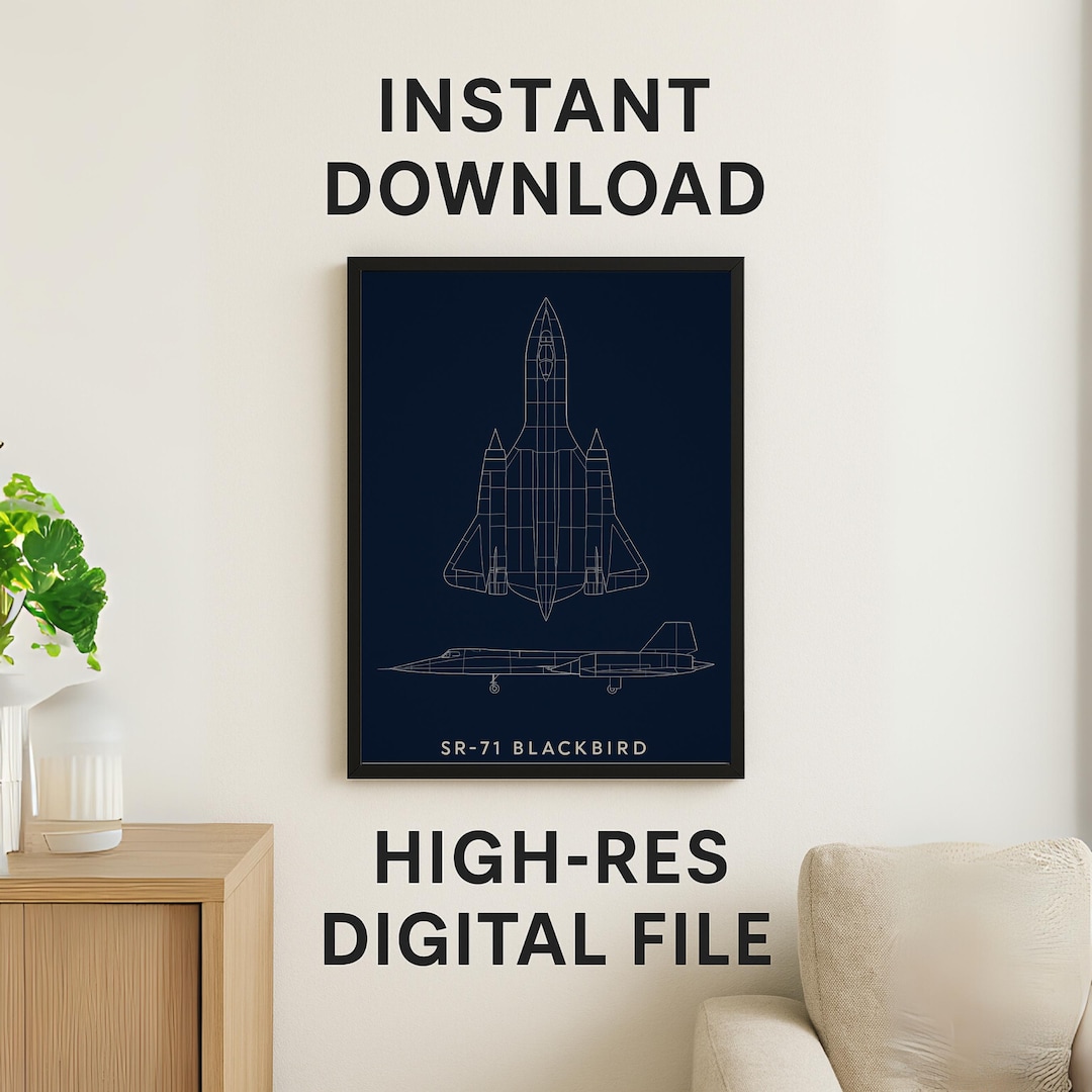 SR-71 Blackbird Blueprint • Recon Jet Wall Art • Aviation Digital ...