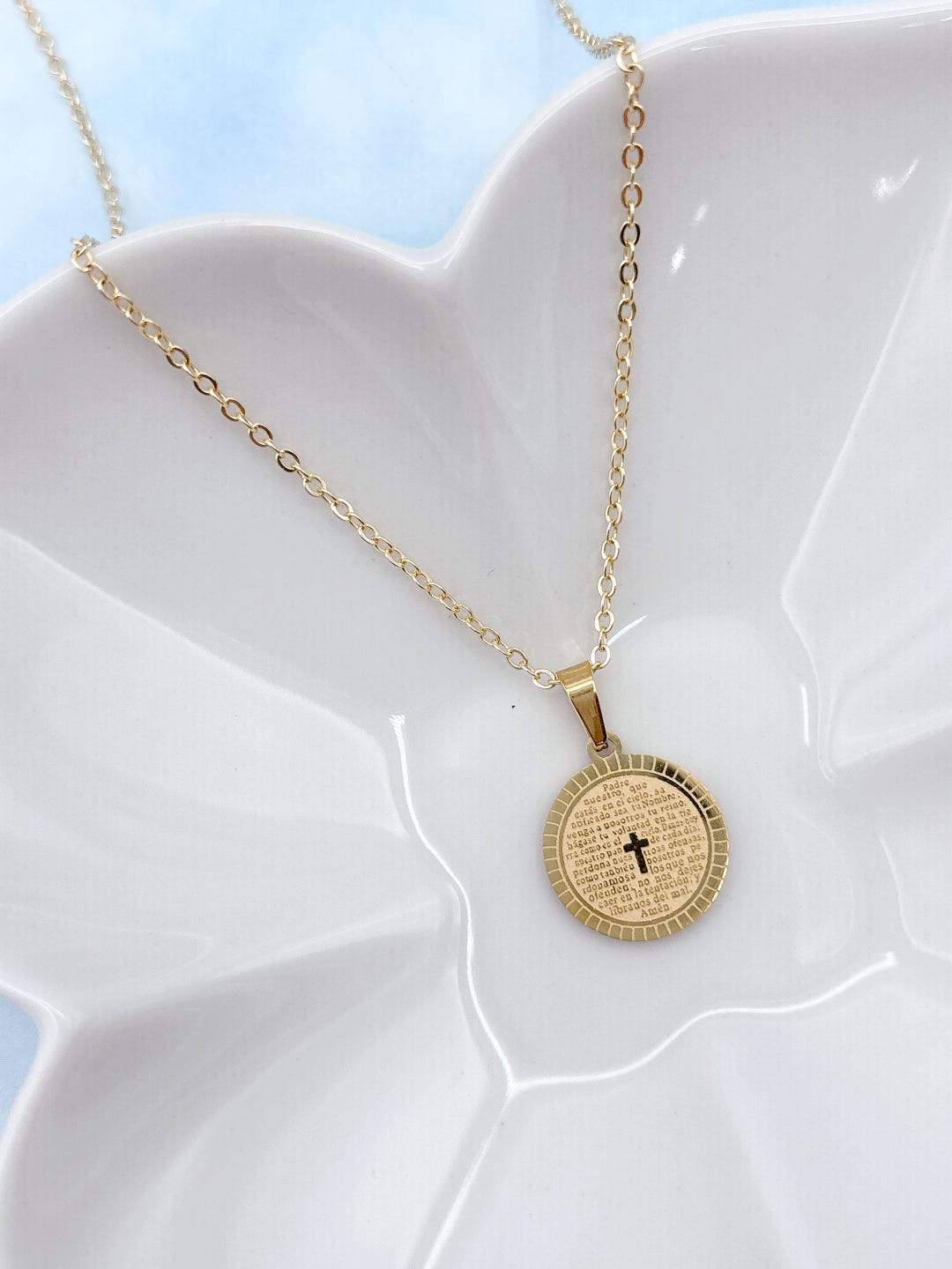 Our Father Prayer Necklace. Religious Medallion Jewelry. Prayer Jewelry ...