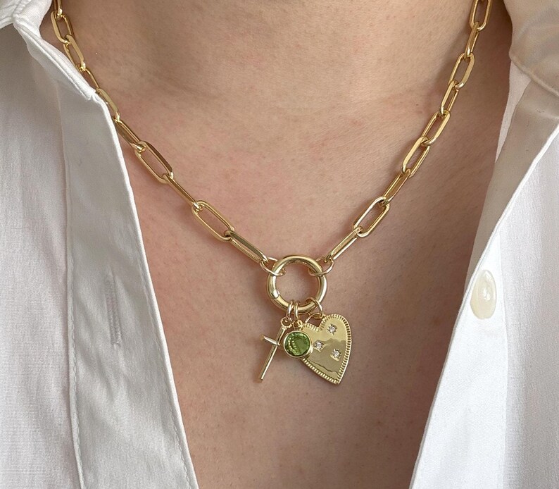Build Your Own Custom Charm Necklace. Gold Carabiner Clasp Necklace ...