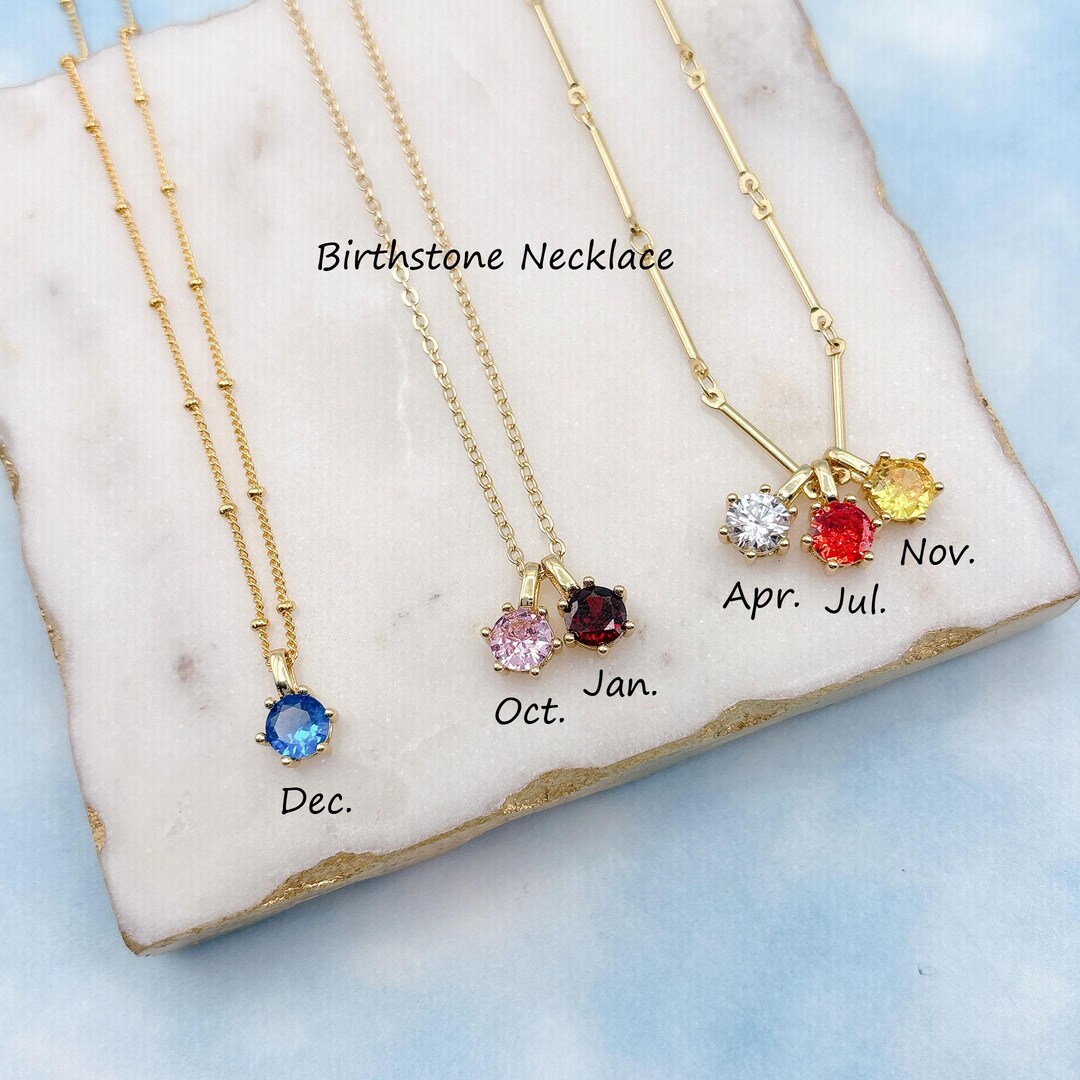 Personalized Birthstone Necklace. Custom Multiple Birthstone Necklace ...