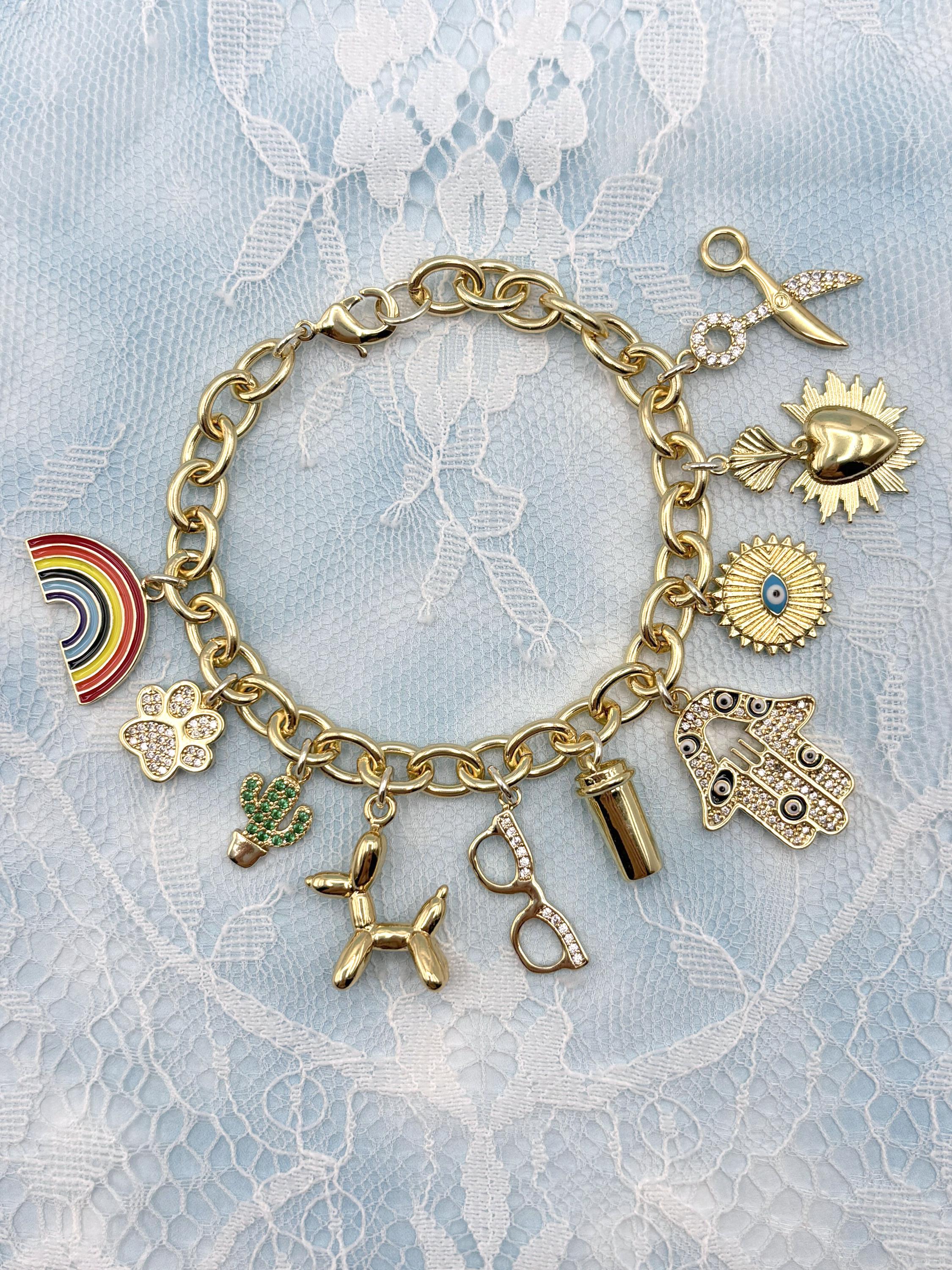 Gold Personalized Charm Bracelet. Build Your Own Custom Charm Bracelet ...