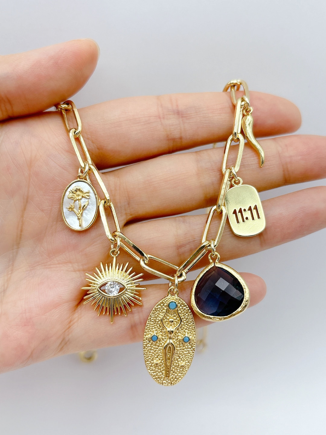 Build Your Own Custom Charm Necklace. Gold Charm Necklace. Custom Charm ...